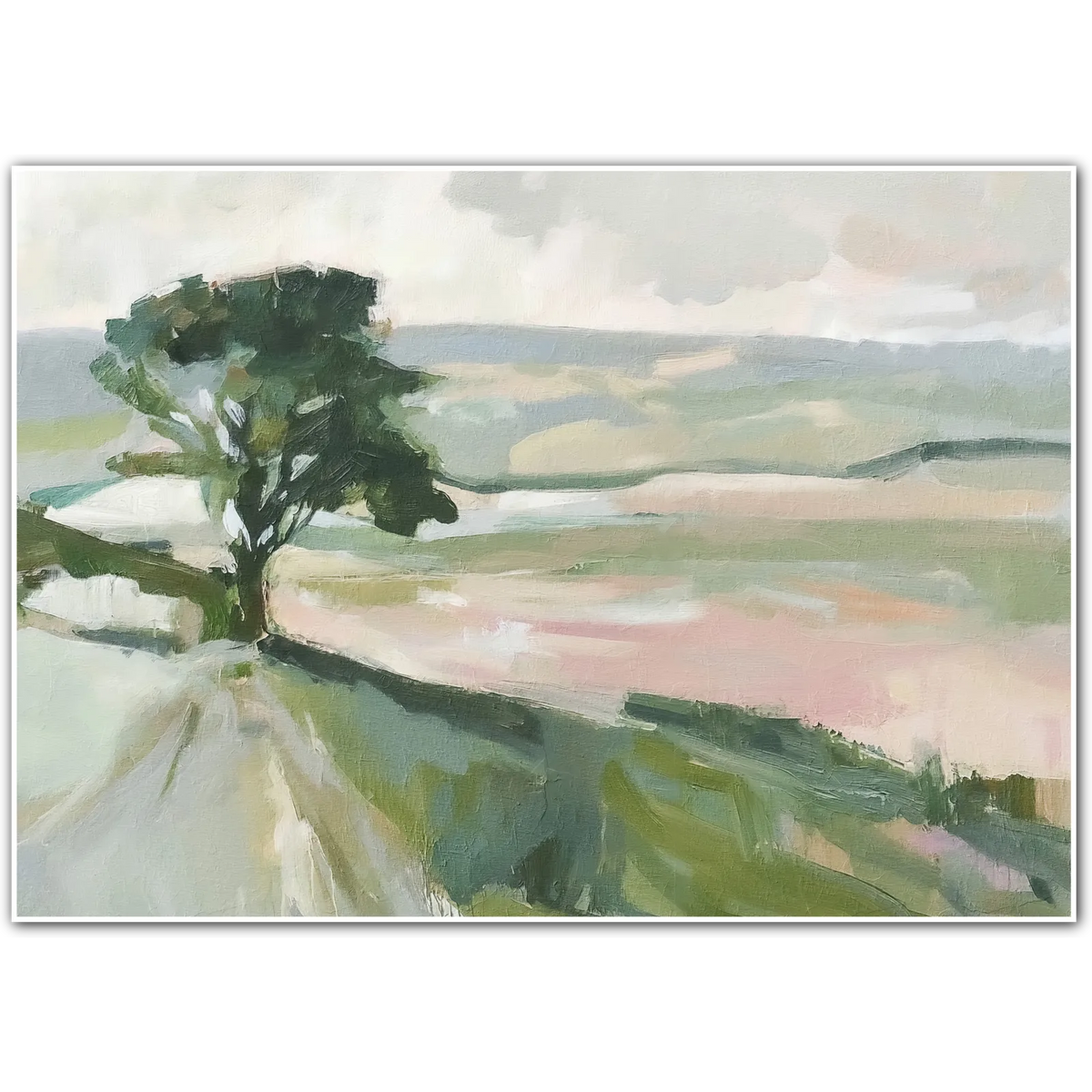 The Turning Path – Countryside Tree Under a Soft Summer Sky – Jazz It Up Interiors