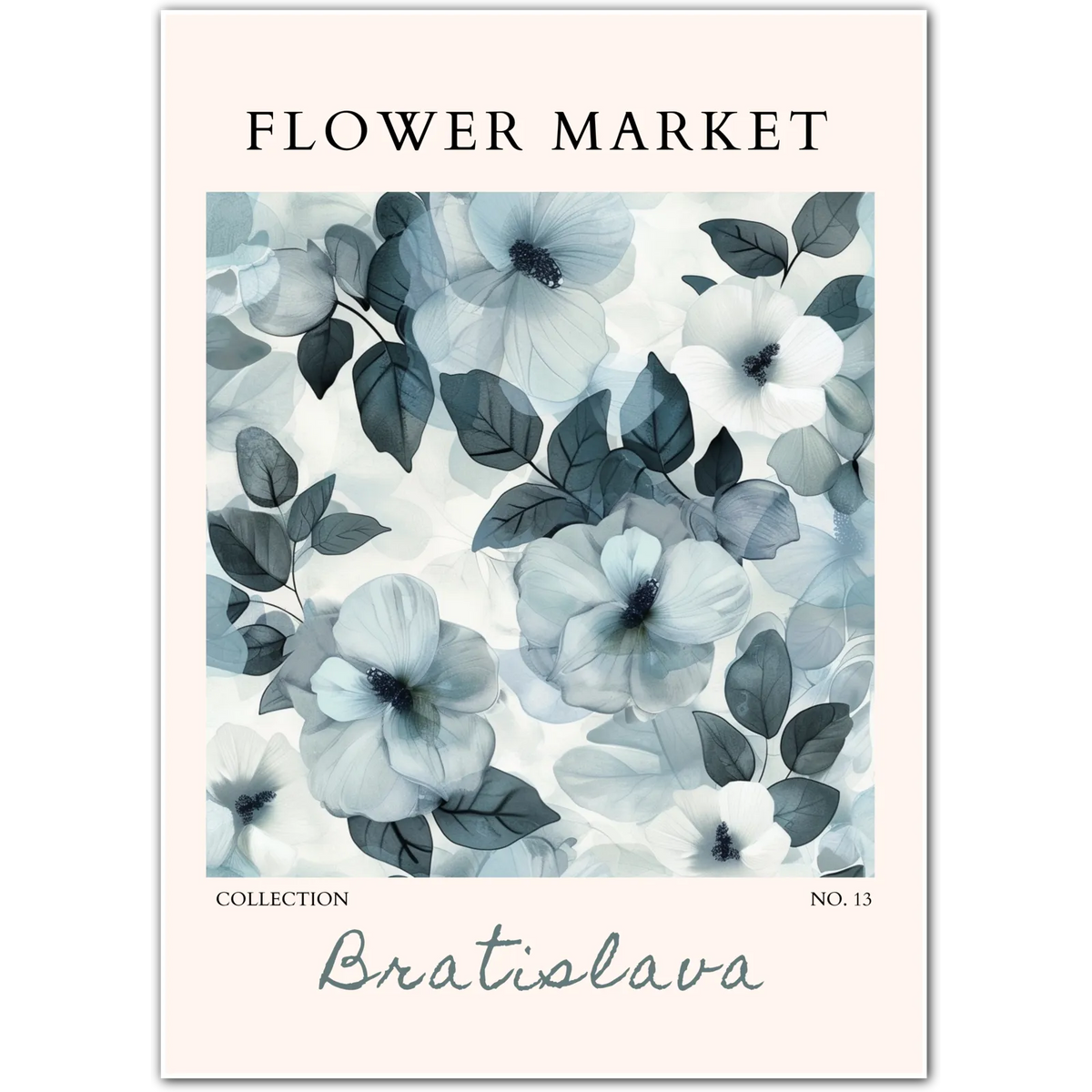 Bratislava Flower Market Art Print – Ethereal Blue Botanical Dream ...