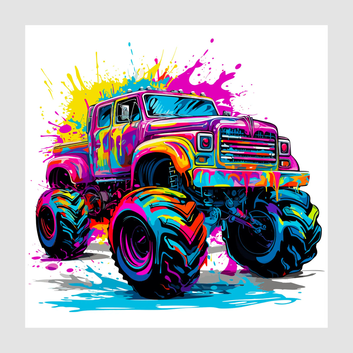 Funky Paint Explosion Monster Truck Digital Art Print – Jazz It Up ...