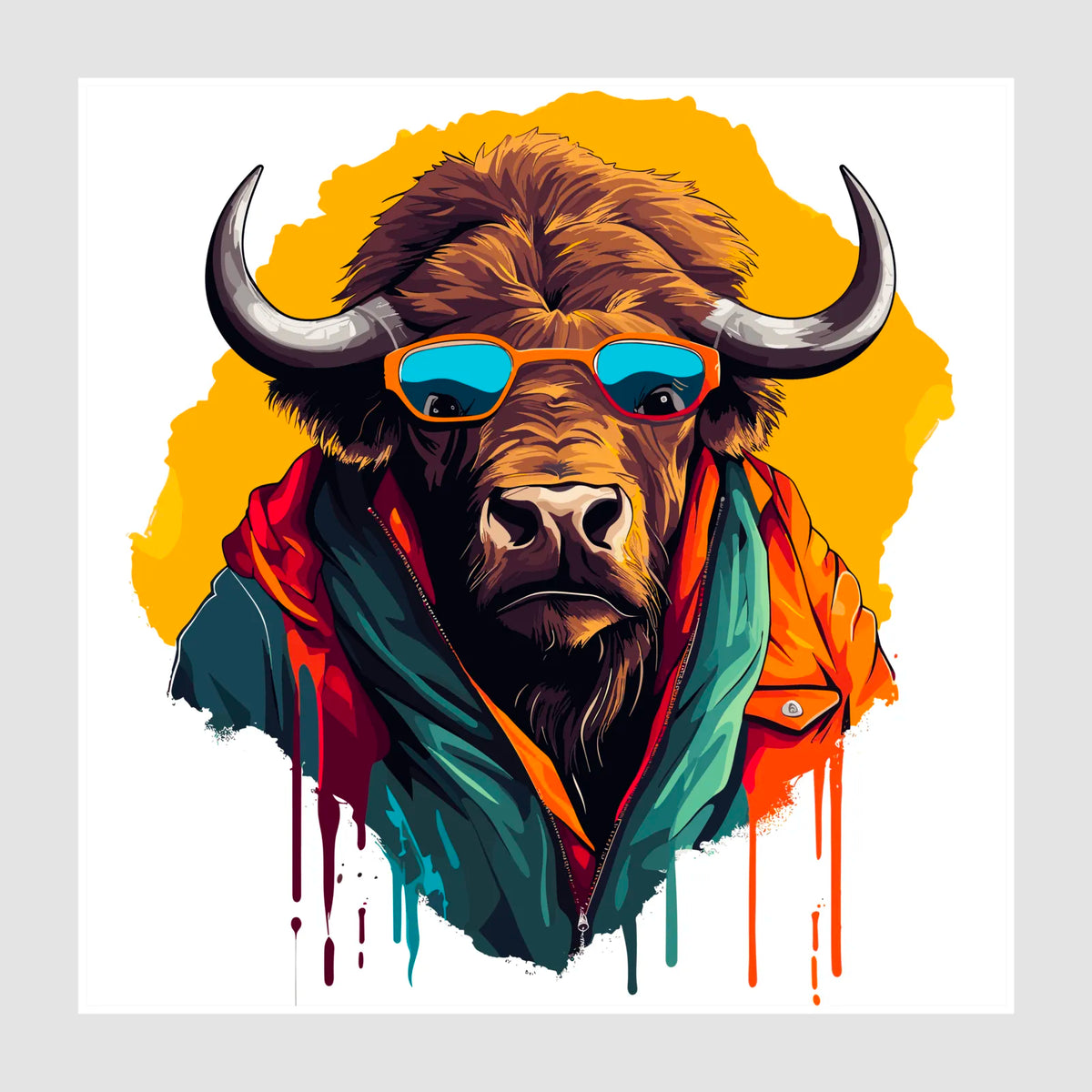 Bright Paint Anorak Bison Digital Art Print – Jazz It Up Interiors