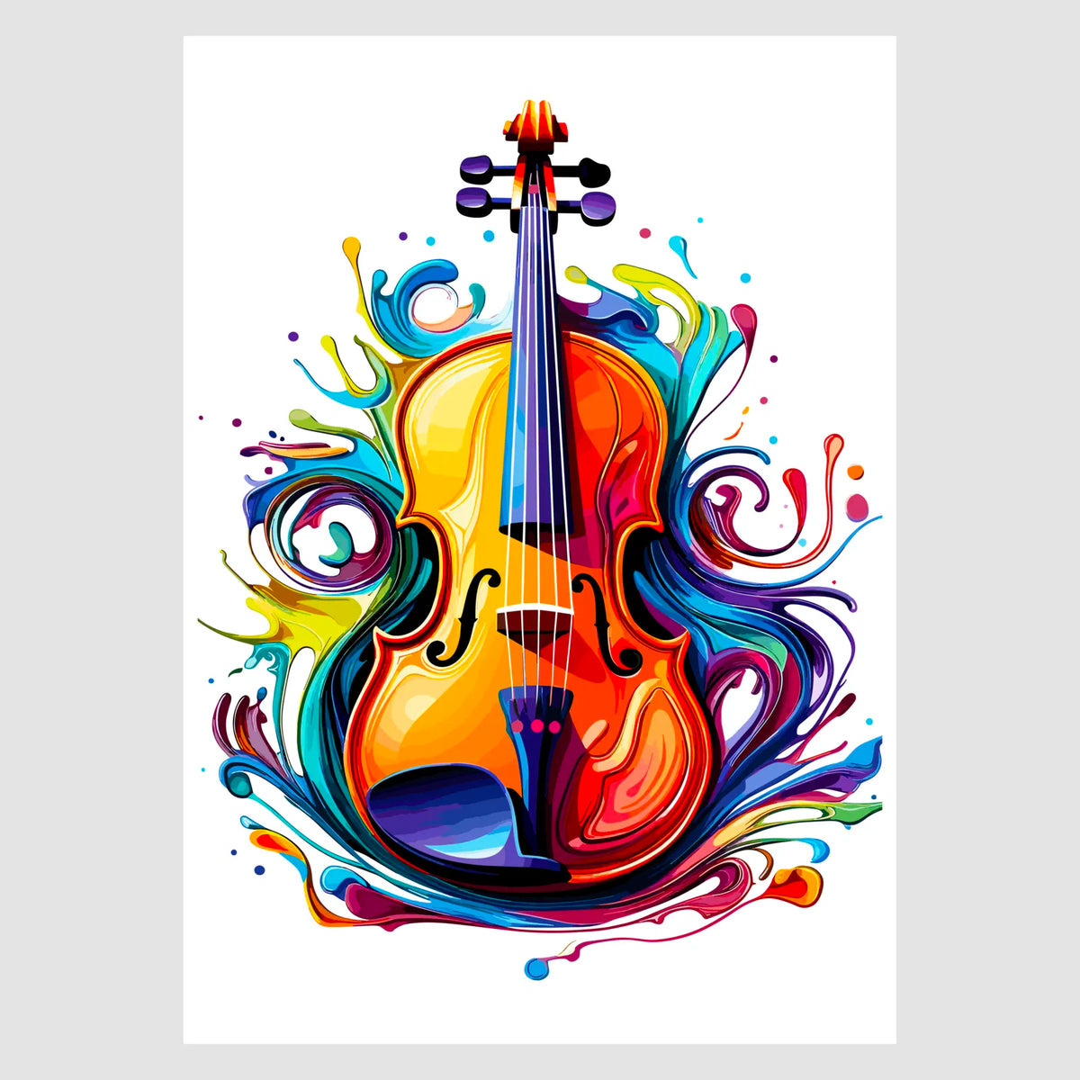 Funky Paint Splash Violin Digital Art – Jazz It Up Interiors