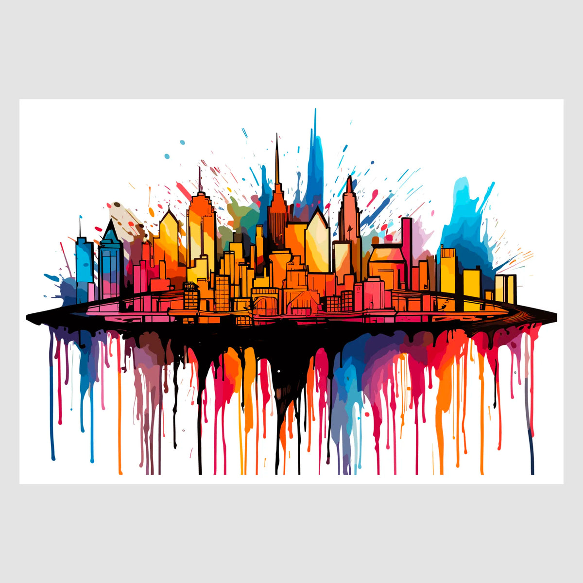 Jazzy Paint Splash & Drips Cityscape Artwork Print – Jazz It Up Interiors