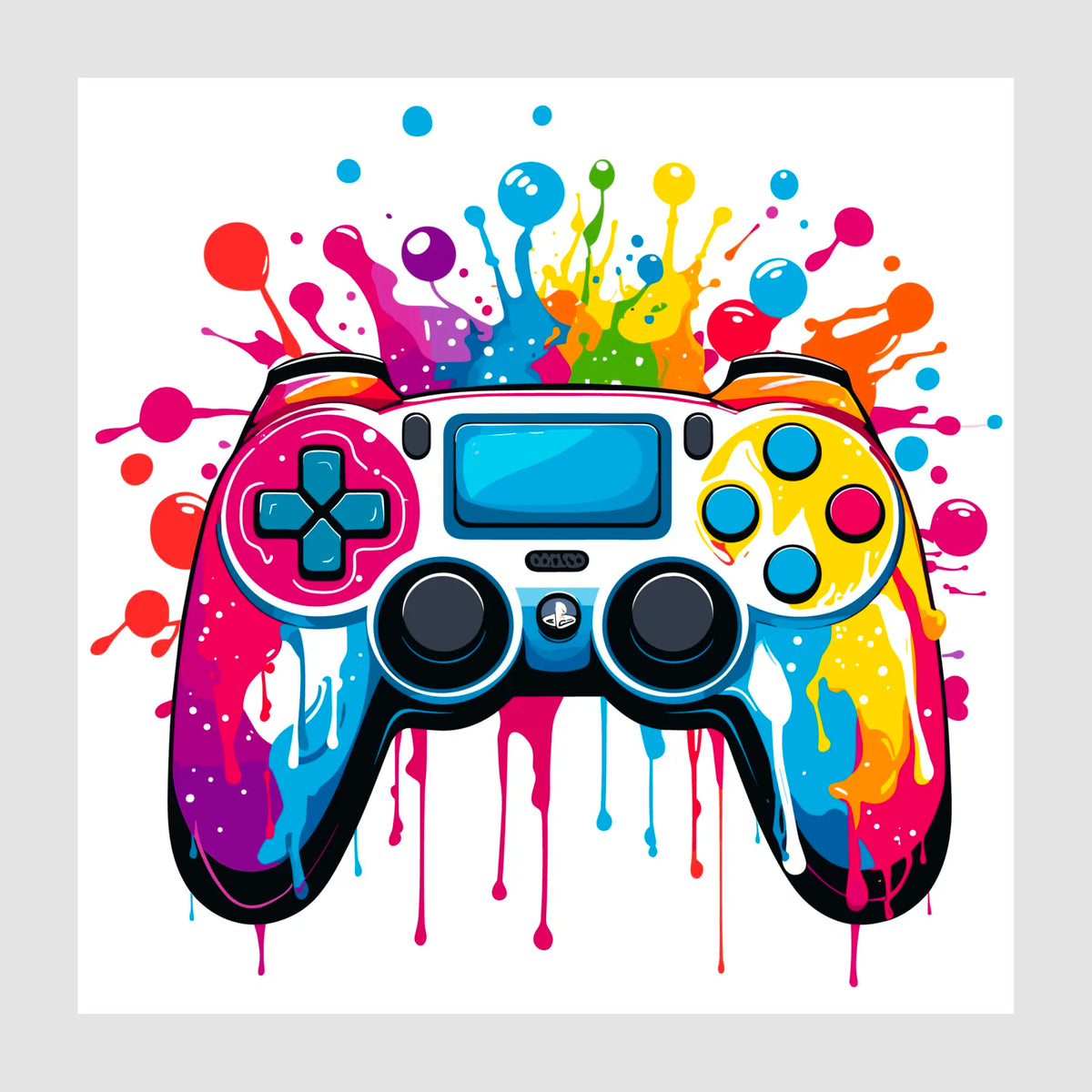 Games Controller In Colour Explosion Art Print – Jazz It Up Interiors
