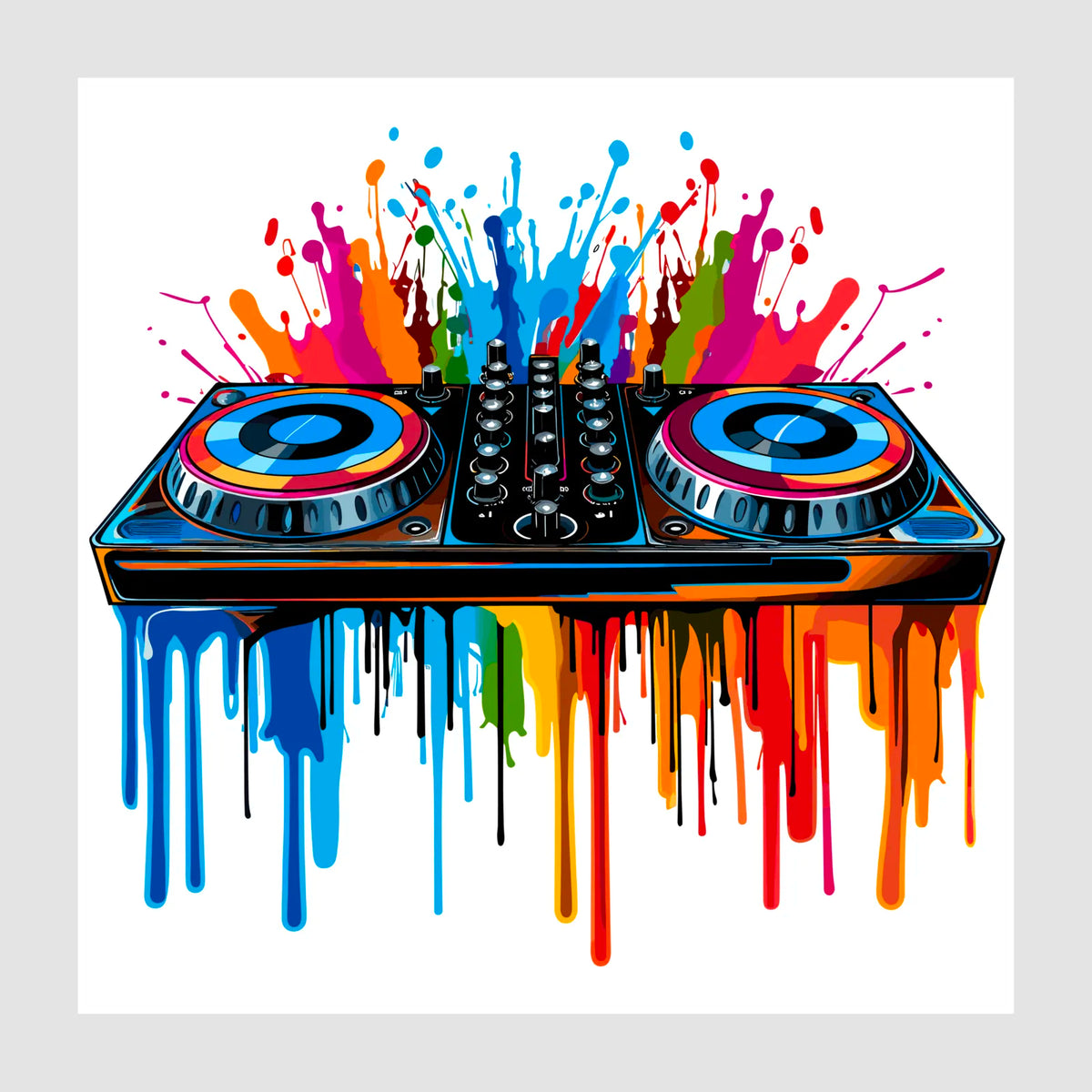 Twin Turntable DJ Decks Paint Splash Art – Jazz It Up Interiors