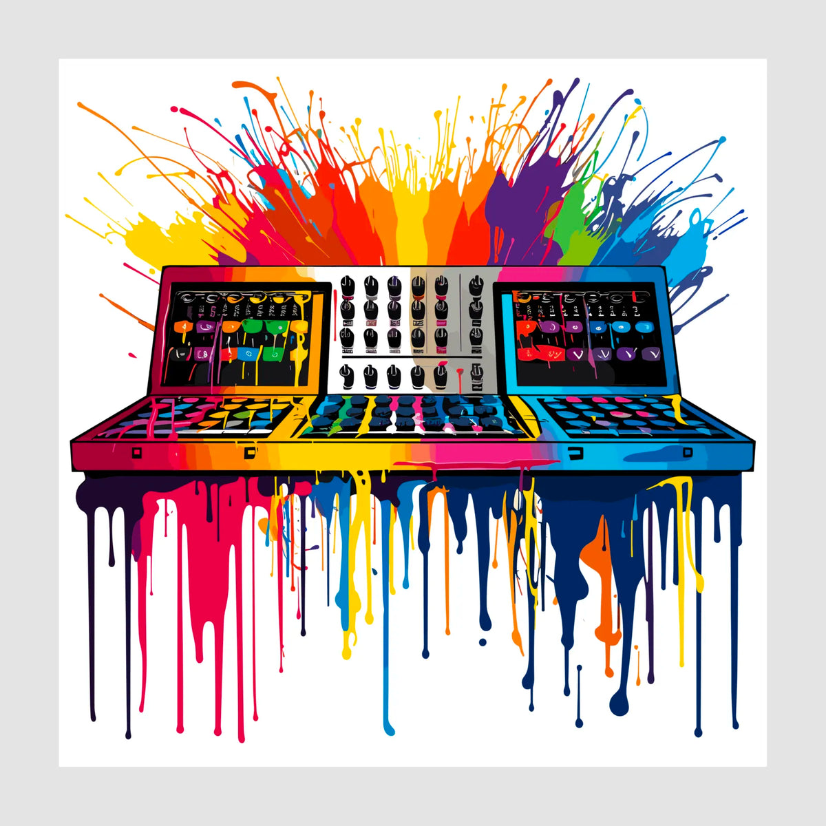 Old Skool DJ Synthesizer Paint Splash Art – Jazz It Up Interiors