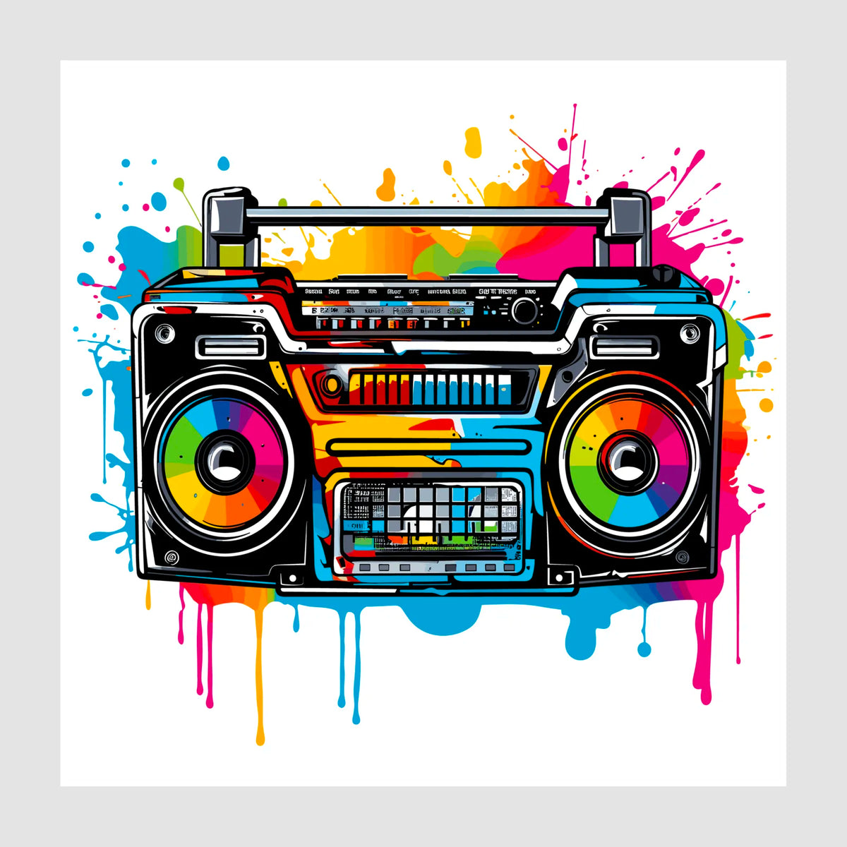Paint Splashes Retro Boom Box Art Print – Jazz It Up Interiors
