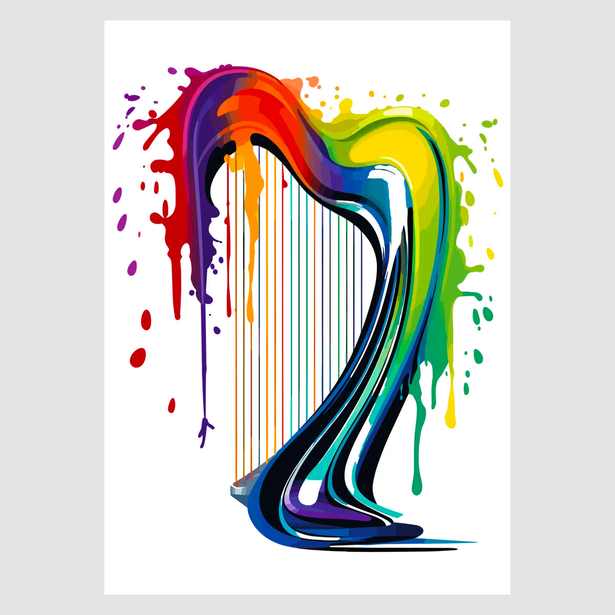 Rainbow Splash Art Classical Harp – Jazz It Up Interiors
