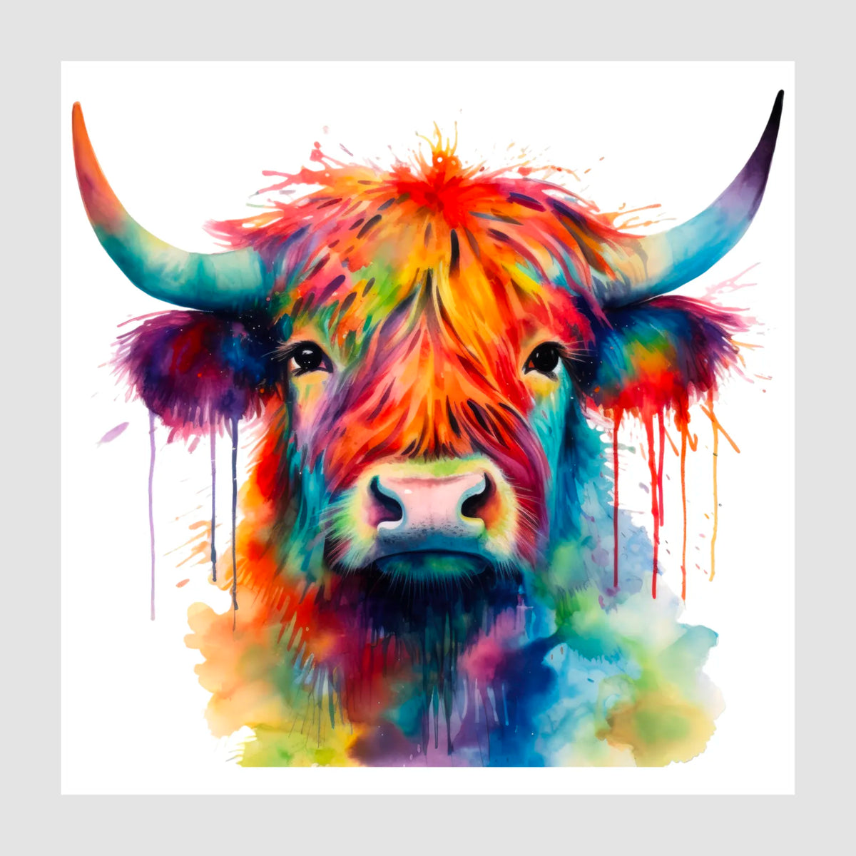 Paint Splash Highland Cow Art Print – Jazz It Up Interiors