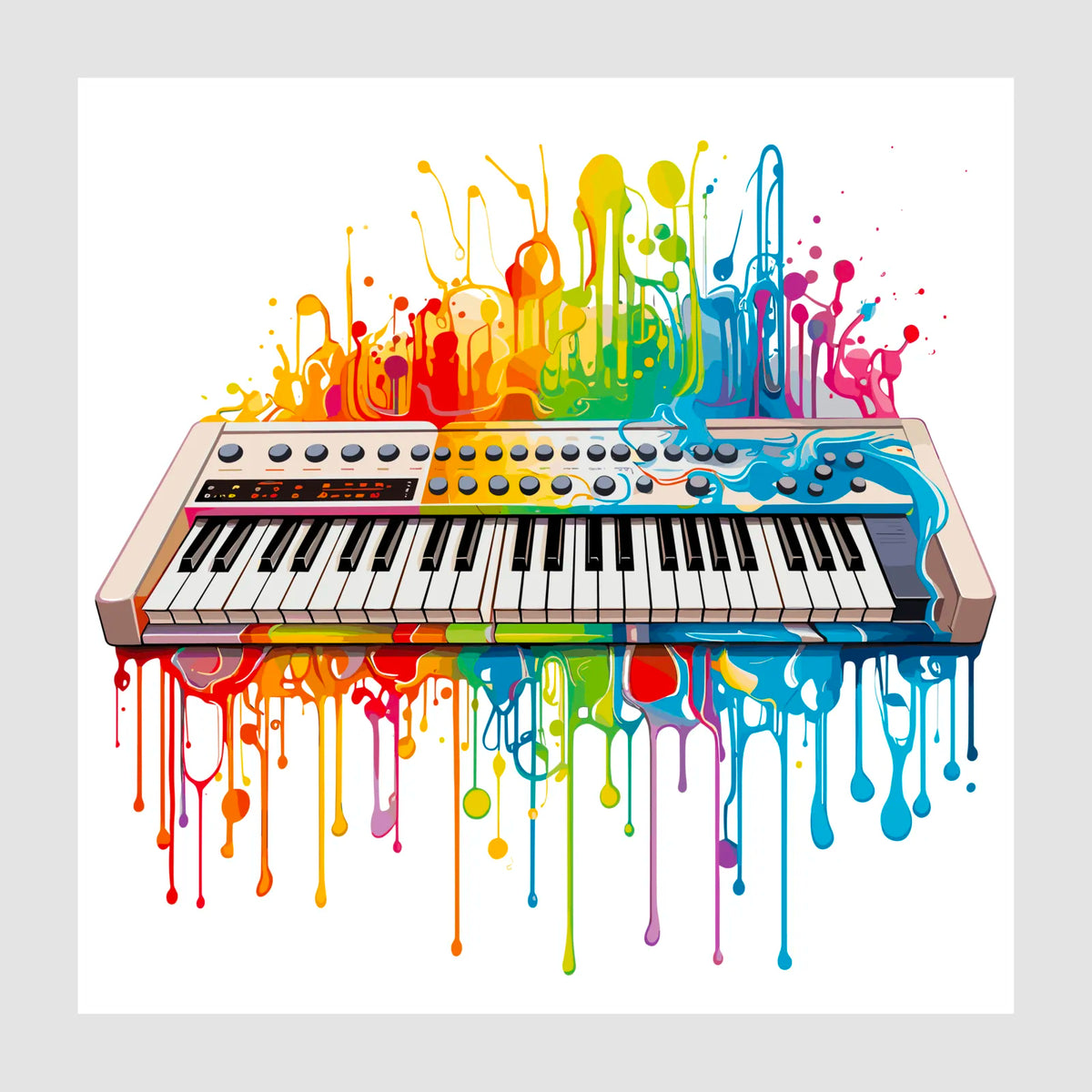 Electric Keyboard Paint Splash Digital Artwork – Jazz It Up Interiors