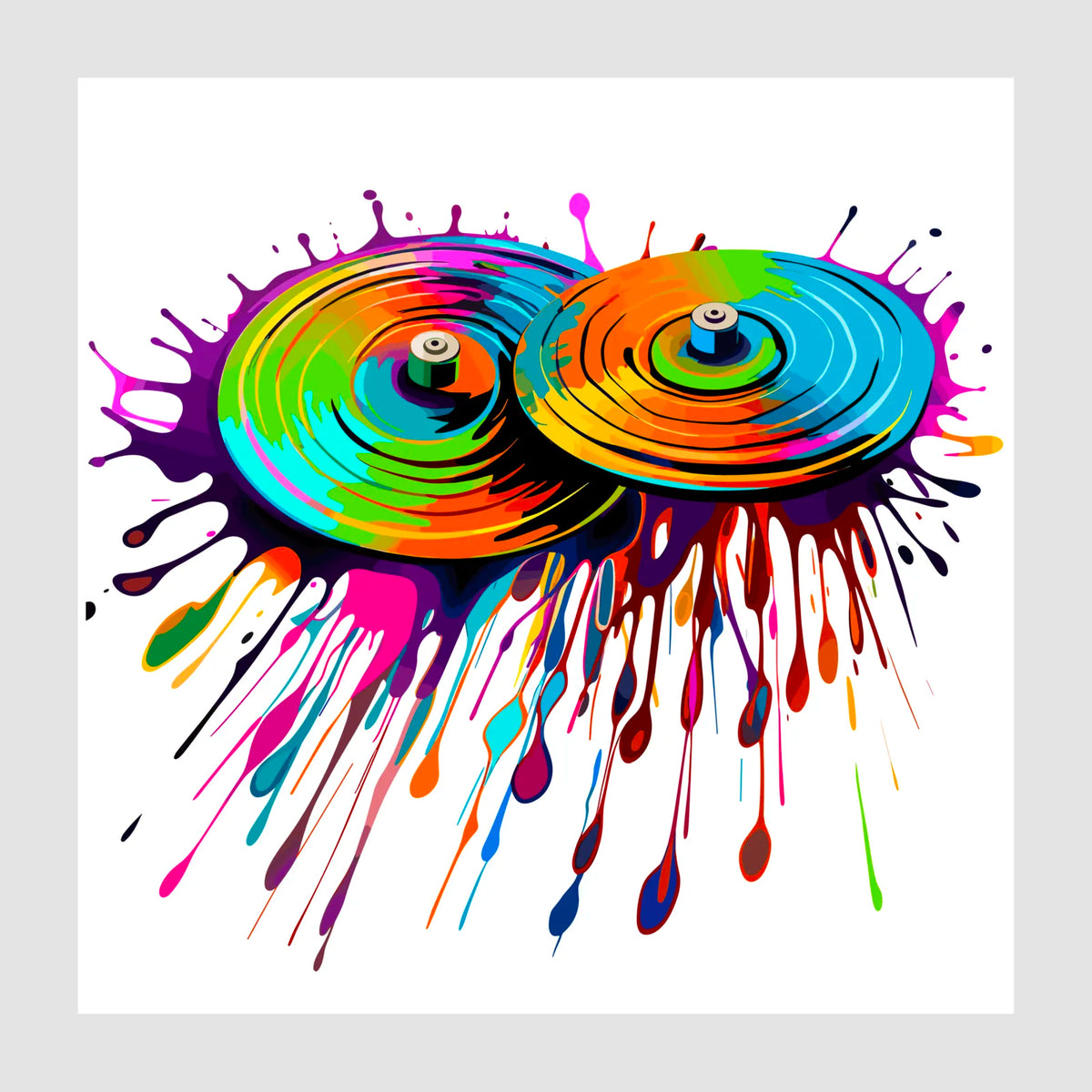 Twin Music Record Decks In Bright Colours Art Print – Jazz It Up Interiors