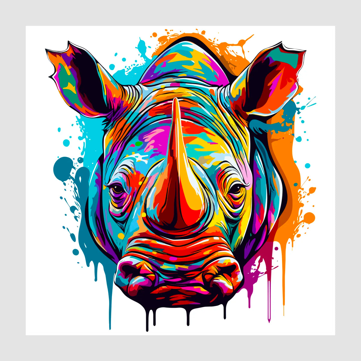 Paint Splashes Imposing Rhino Art Print – Jazz It Up Interiors