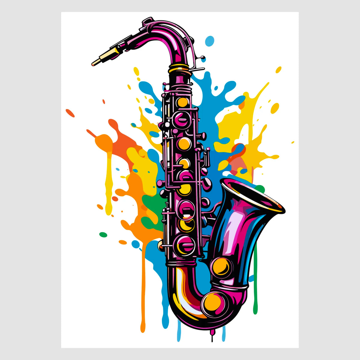 Sax Colour Splash Pop Art Print – Jazz It Up Interiors