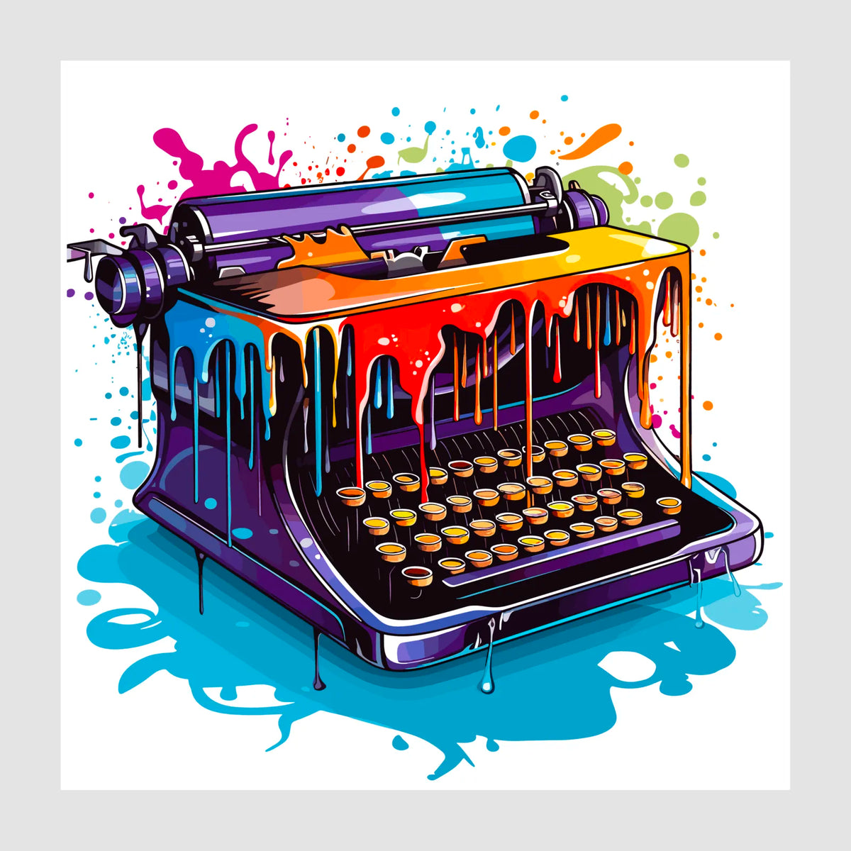 Vibrant Paint Splash Classic Typewriter Art Print – Jazz It Up Interiors