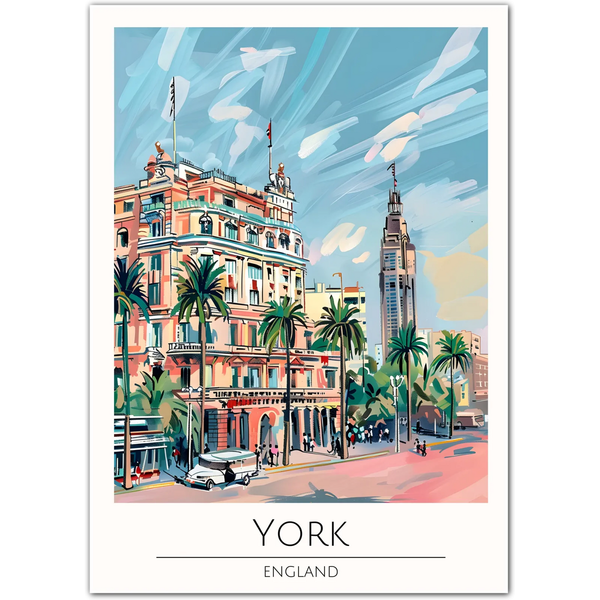 York Art Print – English Cityscape with Classic Architecture and Moder ...