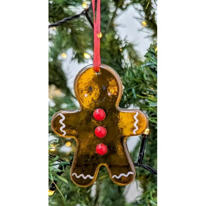 Large Gingerbread Man Fused Glass Tree Decoration – Jazz It Up Interiors