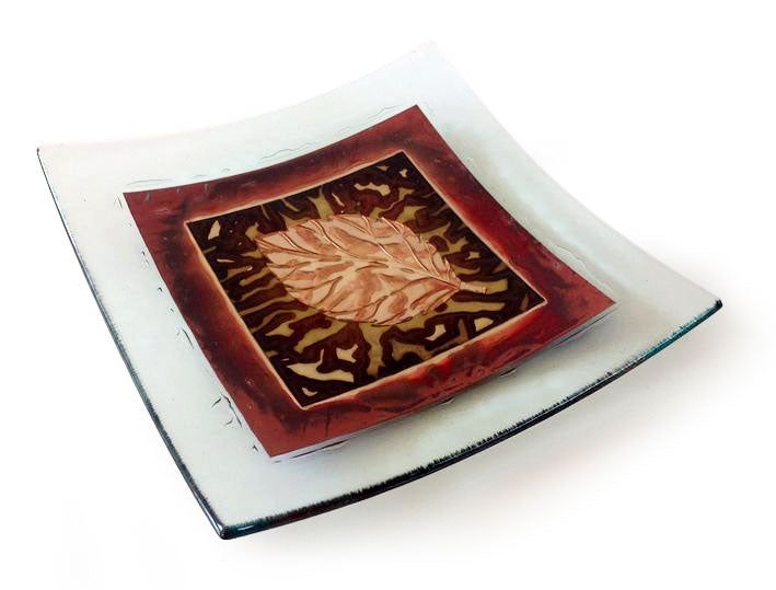 Designer Leaf 30Cm Fused Glass Dish – Jazz It Up Interiors