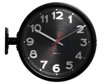Double Sided Black and Aluminium Wall Clock – Jazz It Up Interiors
